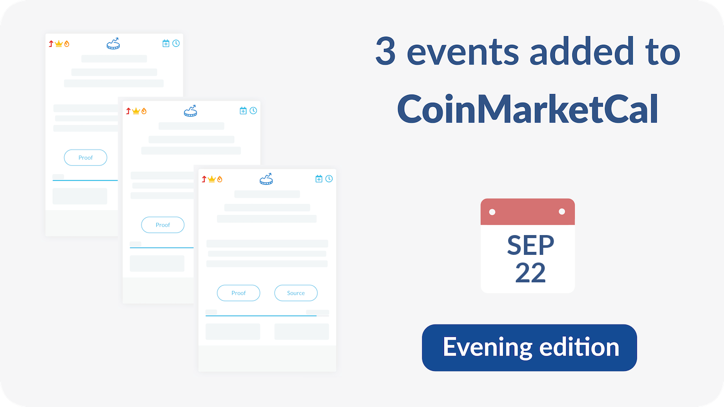 3 noteworthy events added to CoinMarketCal: PTB, XAN, BLESS - September 22nd - Evening edition